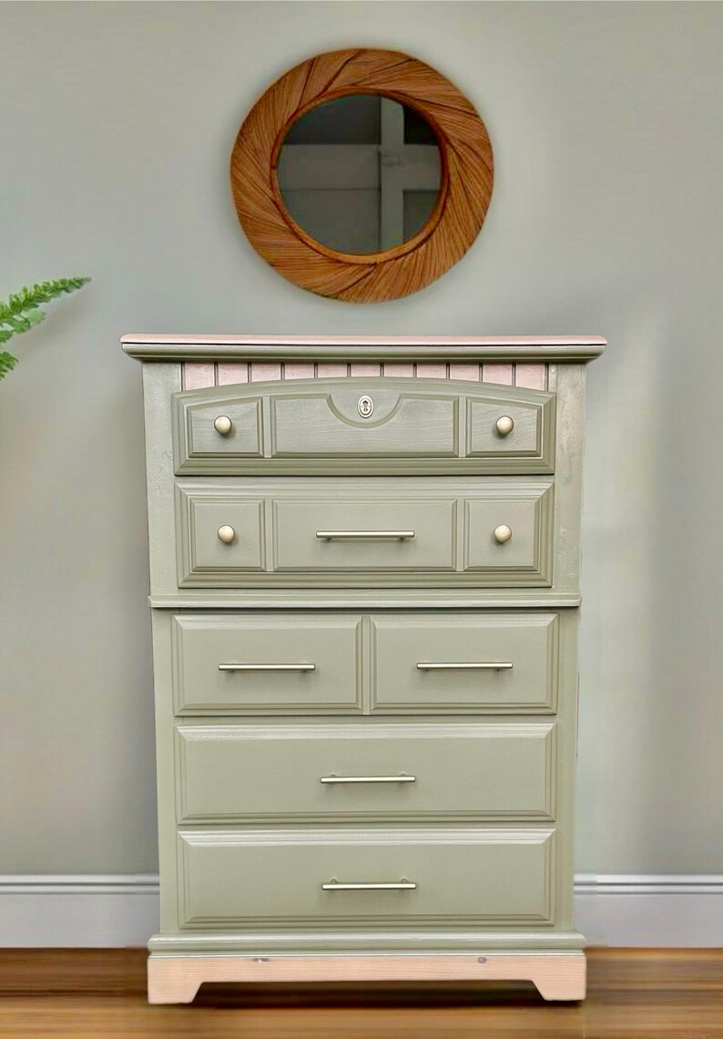 Sold~~solid Wood Sage Green Dresser - Etsy