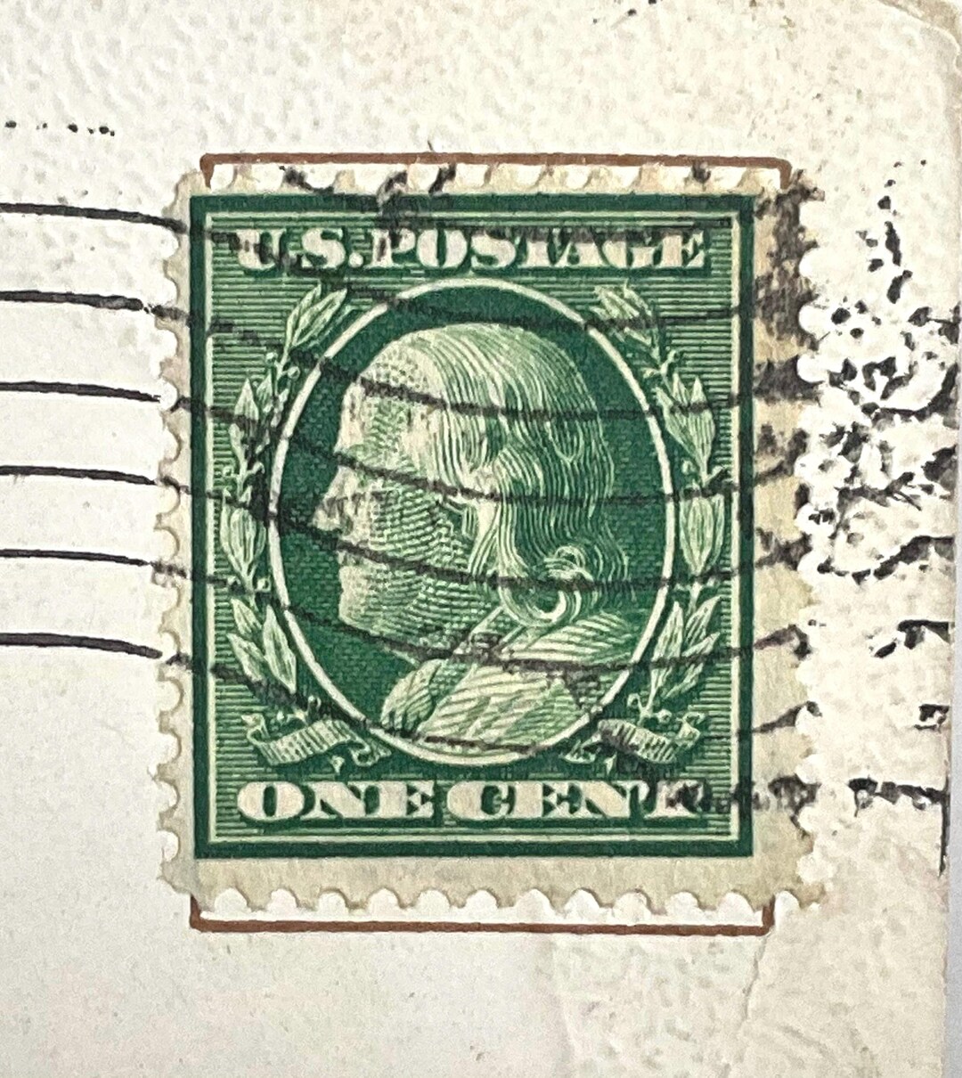 Antique 1909 Stamp 1 Cent Ben Franklin #357 Bluish Paper Easter Post ...