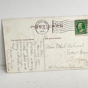 Antique 1909 Stamp 1 Cent Ben Franklin #357 Bluish Paper Post Card ...