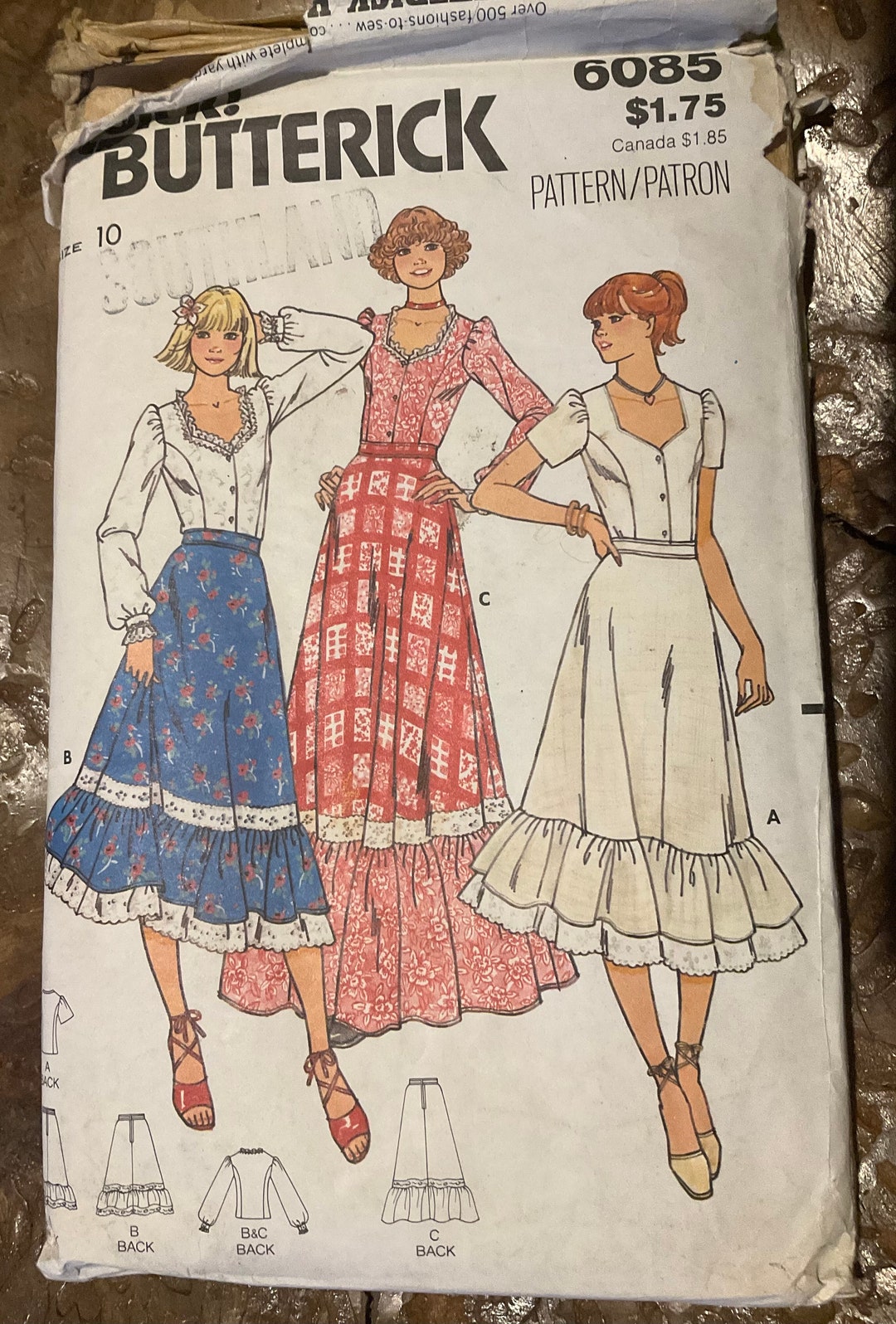 Vintage 70s Butterick Pattern 6085 Blouse Skirt Size 10 - Etsy