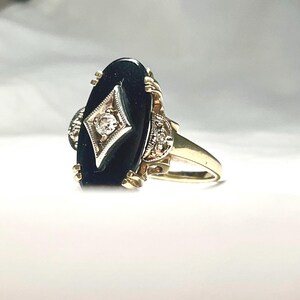 Antique 1910s 20s Ring Diamond Onyx 10K Dason Size 7 1/2 - Etsy