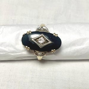 Antique 1910s 20s Ring Diamond Onyx 10K Dason Size 7 1/2 - Etsy