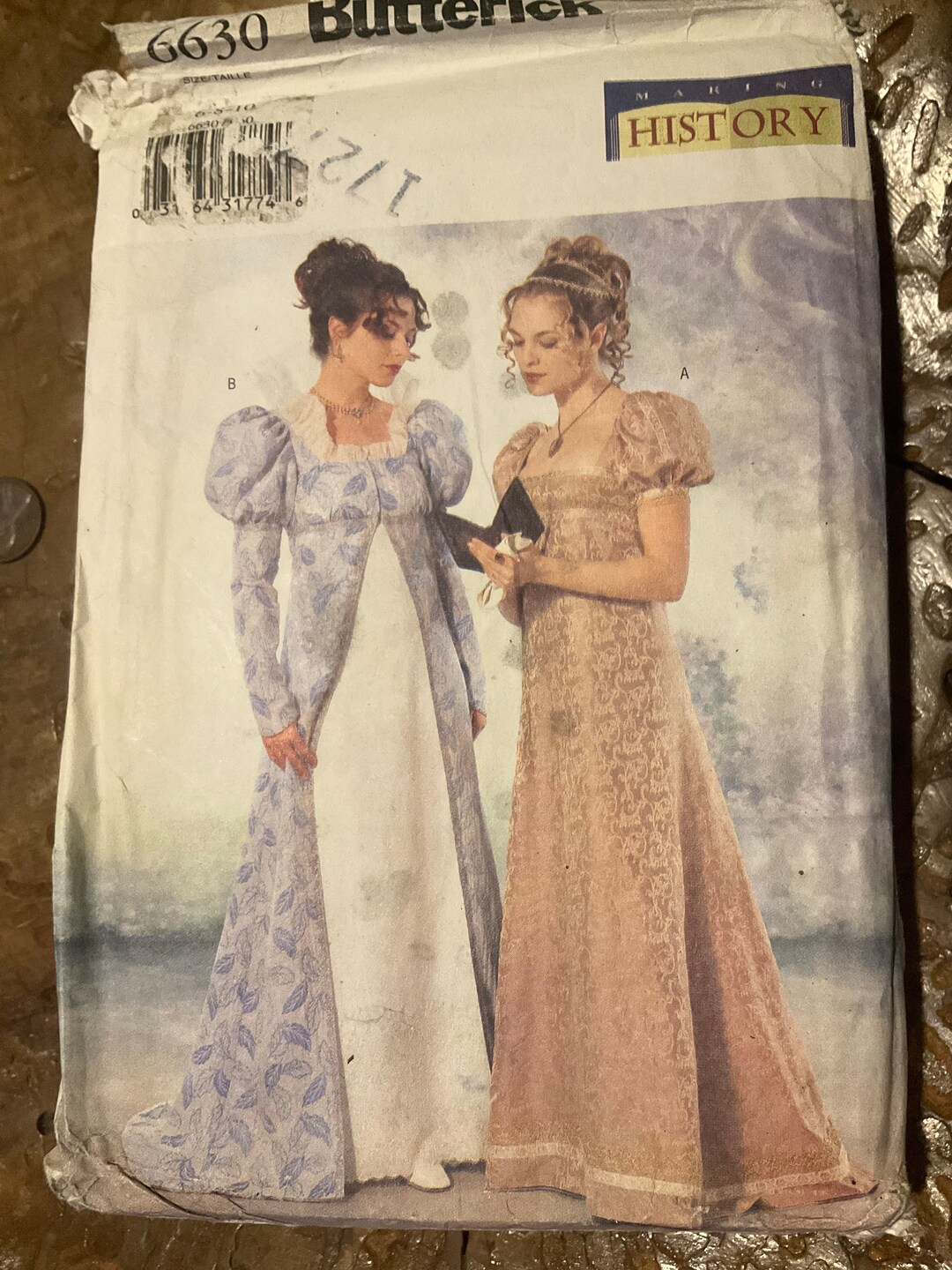 Vintage Butterick Pattern 6630 Making History Regency Coat Dress Size 6 ...