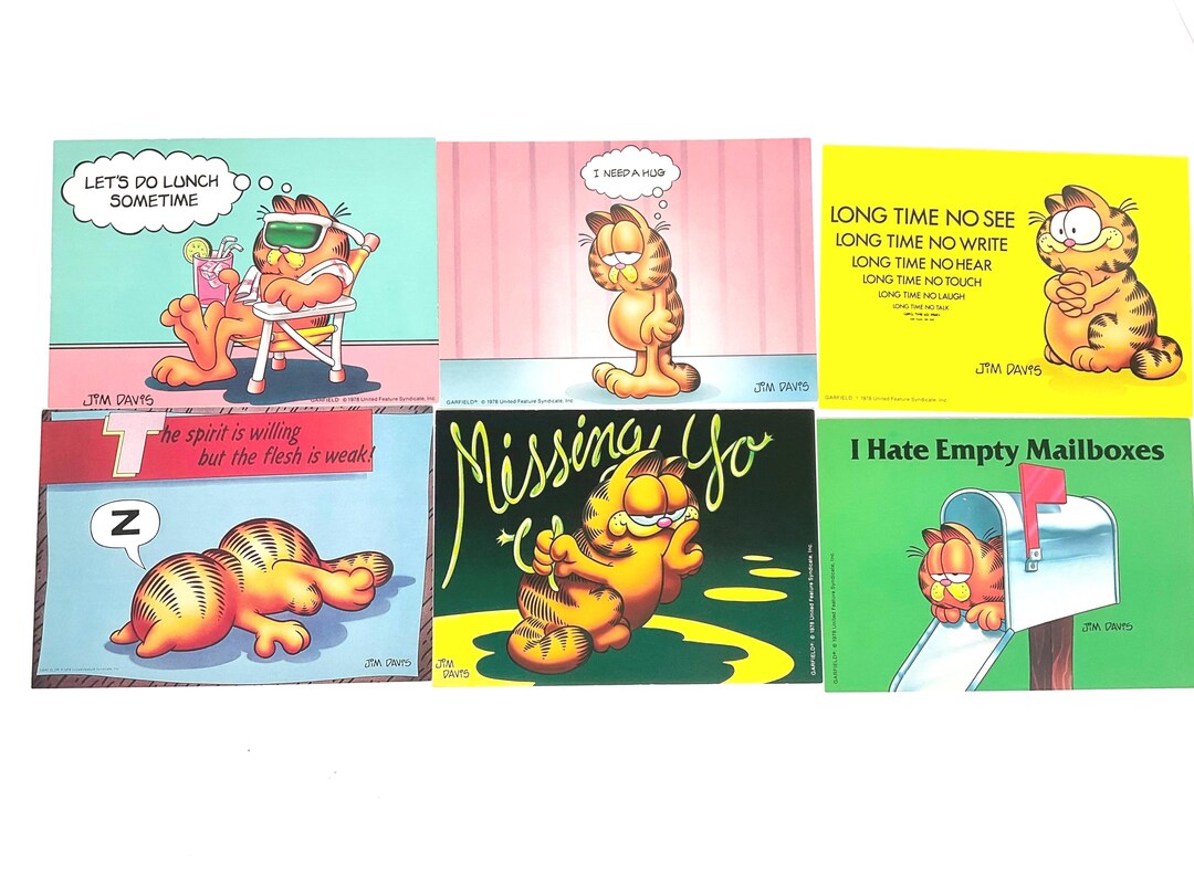 Vintage 70s Garfield Post Cards Set of 6 - Etsy