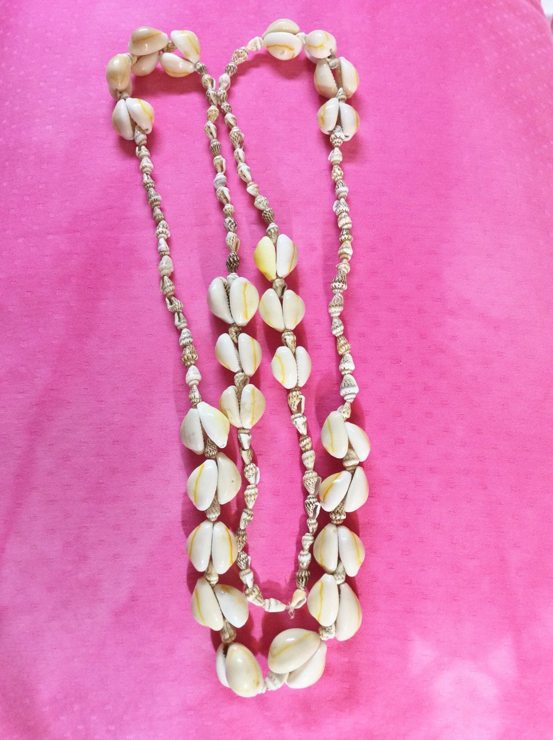 Vintage 60s Hawaiian Lei Cowrie Shell and Momi Shell Necklace 48 - Etsy