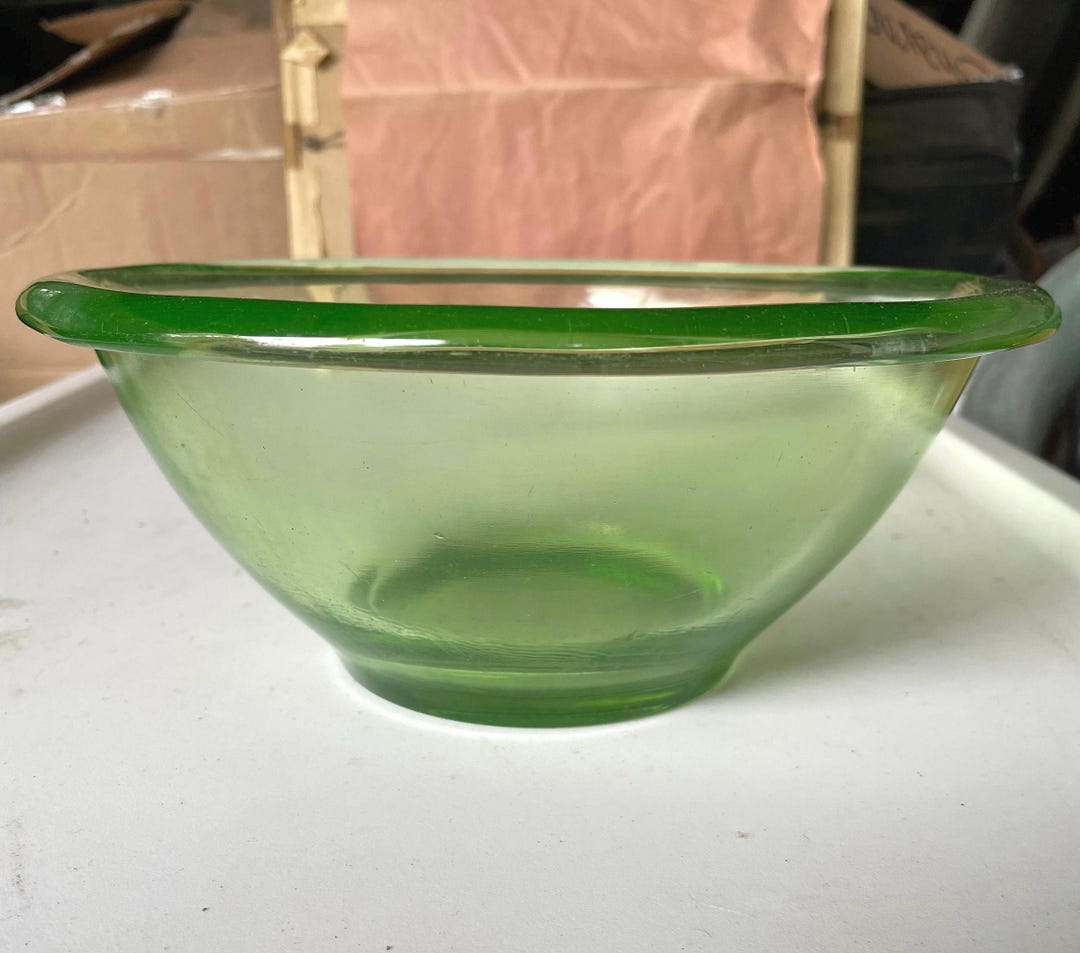 Antique Vintage 20s 30s Bowl Green Depression Glass Hemingray Glass Co ...