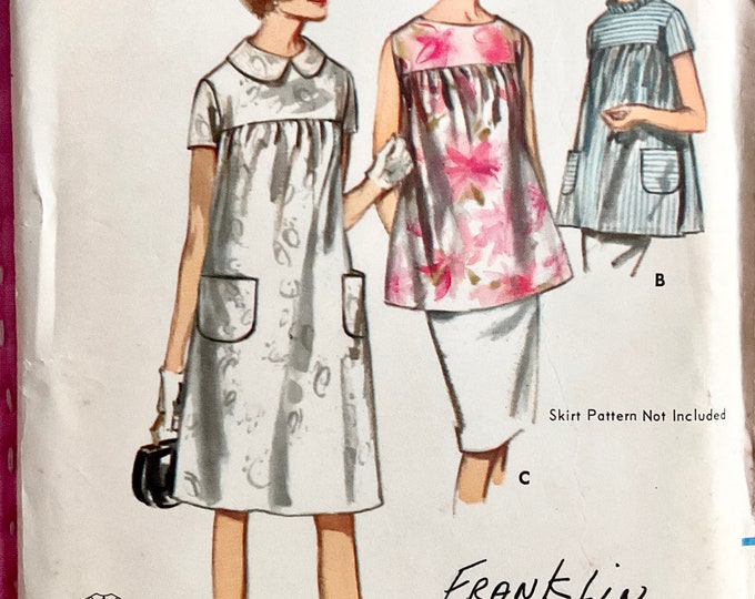 Vintage 60s Butterick Pattern 3826 Maternity Dress or Smock Size 12 - Etsy