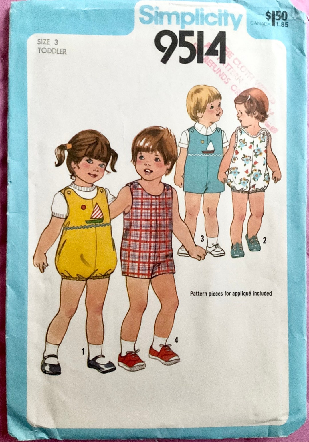 Vintage 60s Simplicity Pattern 9514 Toddler Short Jumpsuit Size 3 - Etsy