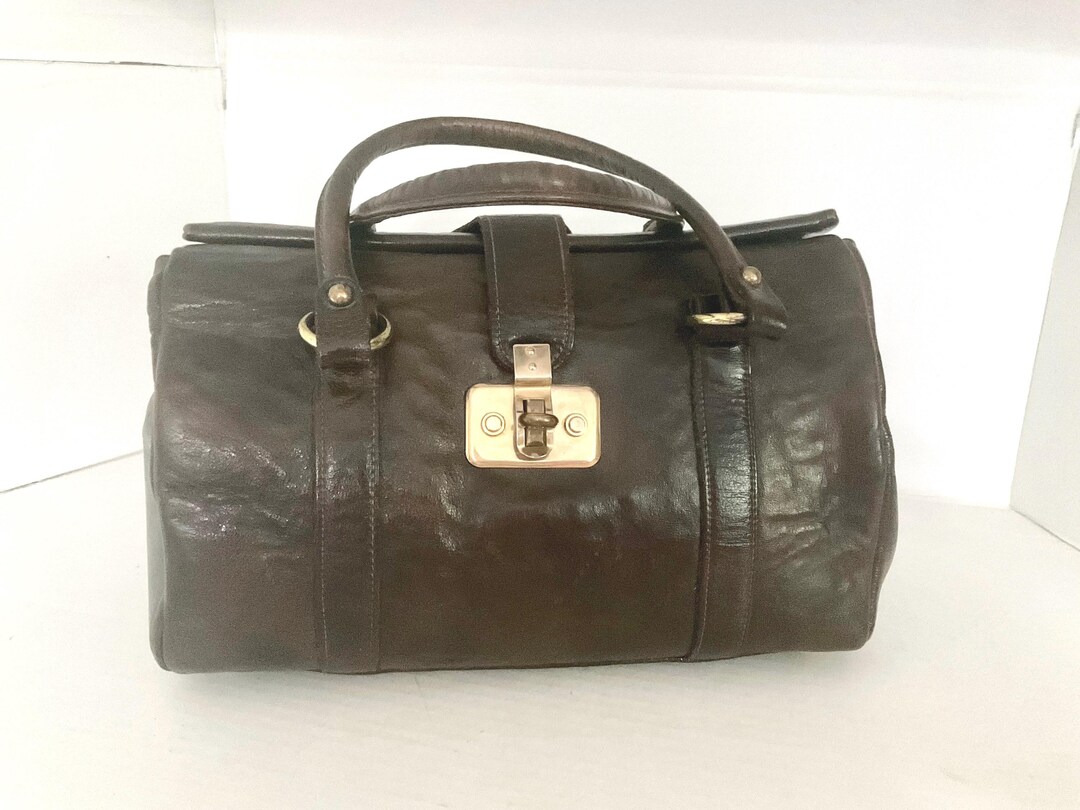 Vintage 40s Leather Handbag Doctor Bag Brown Satchel - Etsy