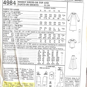 Vintage 70s Mccalls Pattern 4984 Misses Dress or Top Size 12 - Etsy