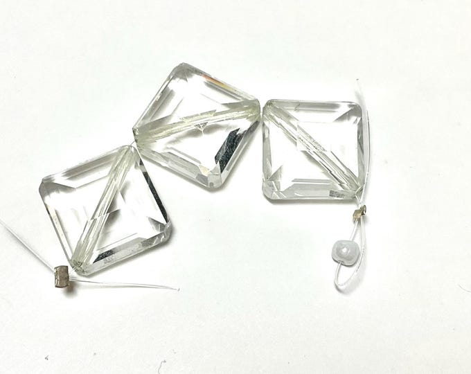 Antique 1900s Crystal Clear Square Chicklet Beads 3pcs - Etsy