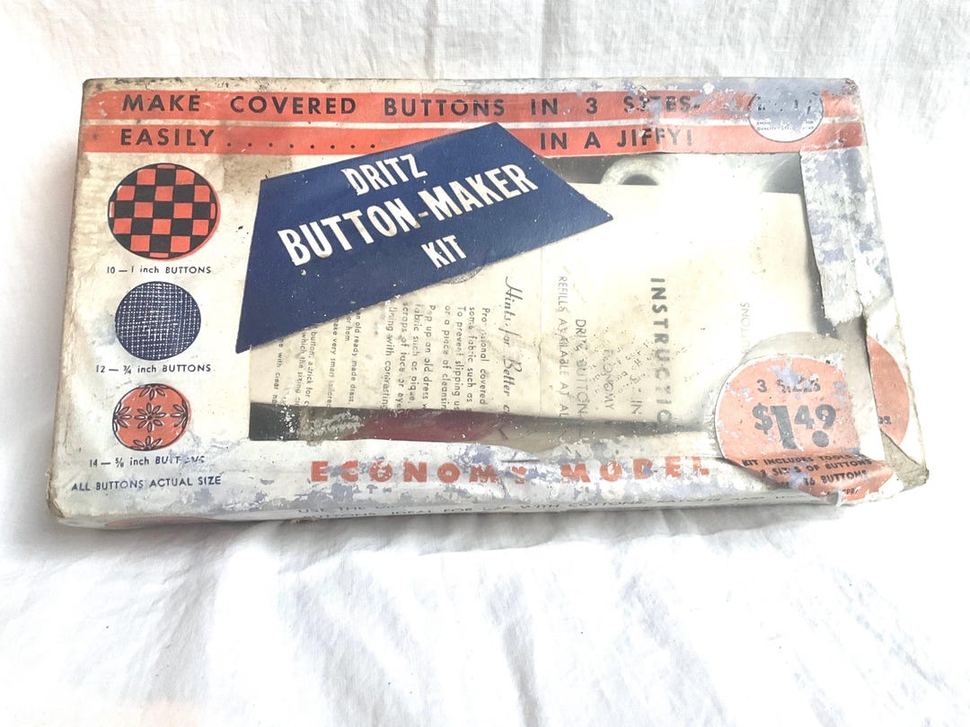 Vintage 40s 50s Button Maker Kit Dritz Economy Model Covered Buttons - Etsy