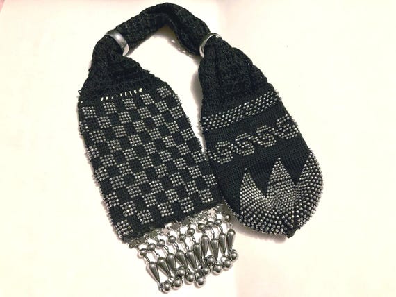 Antique 1800s Victorian Misers Purse Long Purse Cut S… - Gem