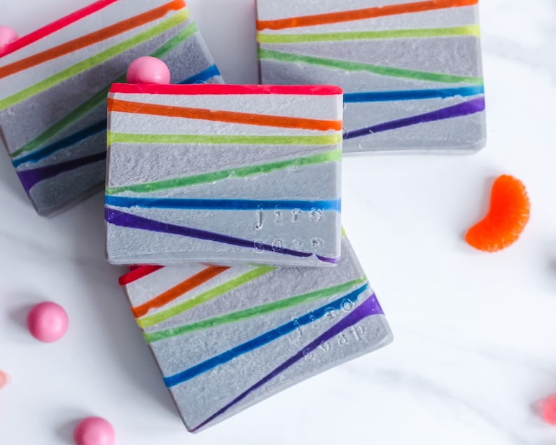 Neon Rainbow Pride Soap (handmade Unique Present | Fresh Fruit Scent ...