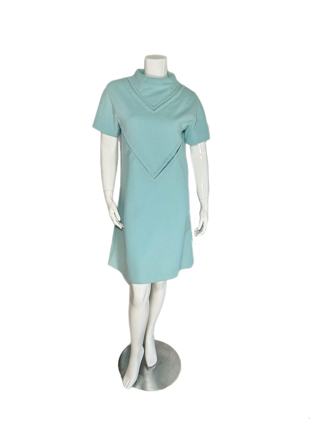 Vintage 60s Retro Baby Blue Powder Blue MOD Geometric Space-age Knee ...