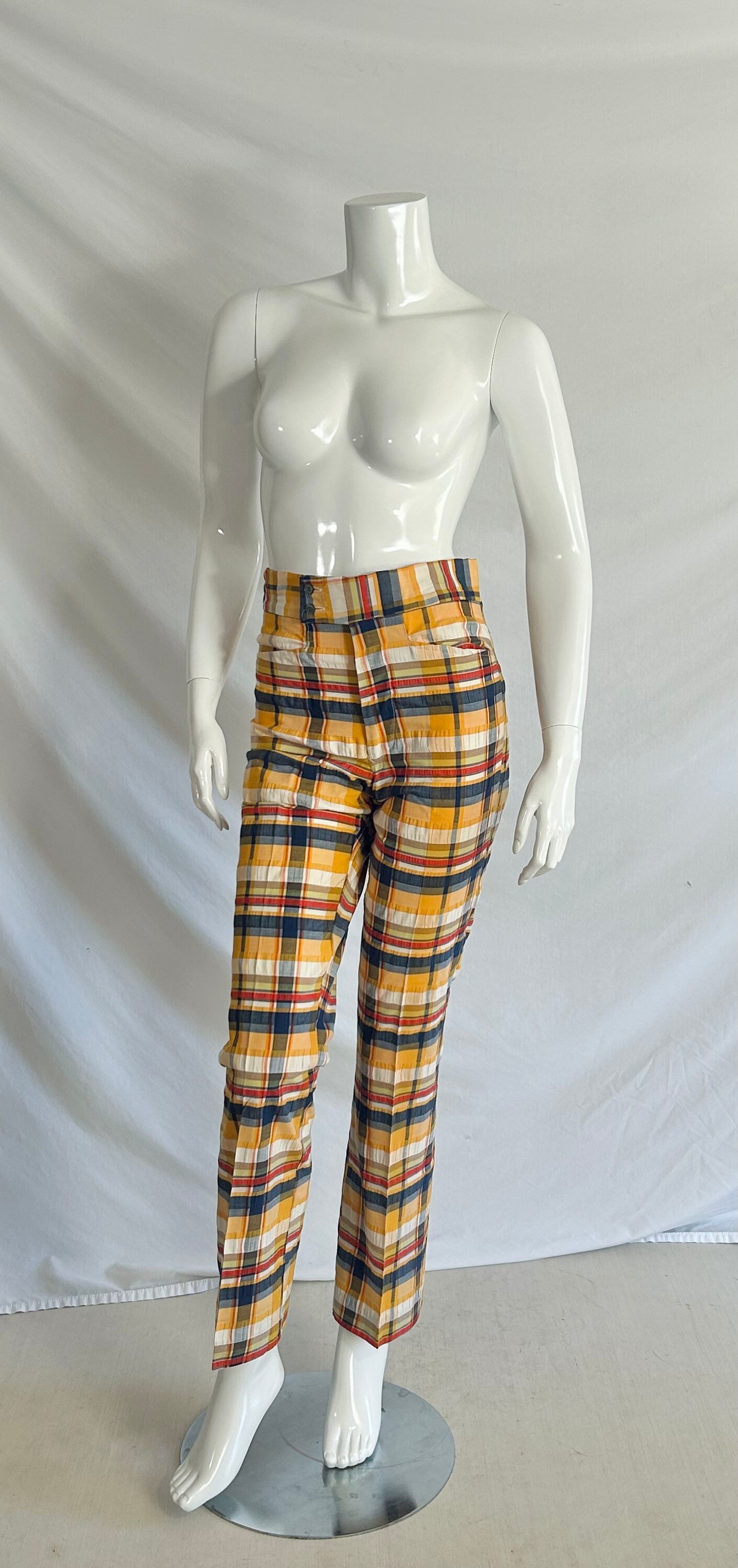 Retro Vintage 70s Cotton Seer Sucker High Waisted Colorful - Etsy
