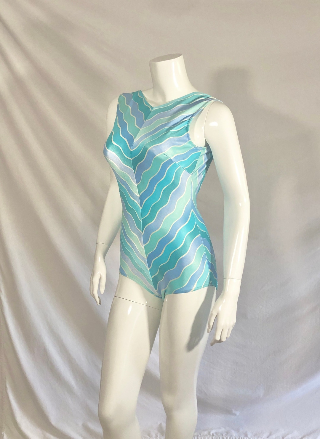 Vintage 60s Tom Brigance Waterclothes Bonwit Teller Shiny Blue Teal ...