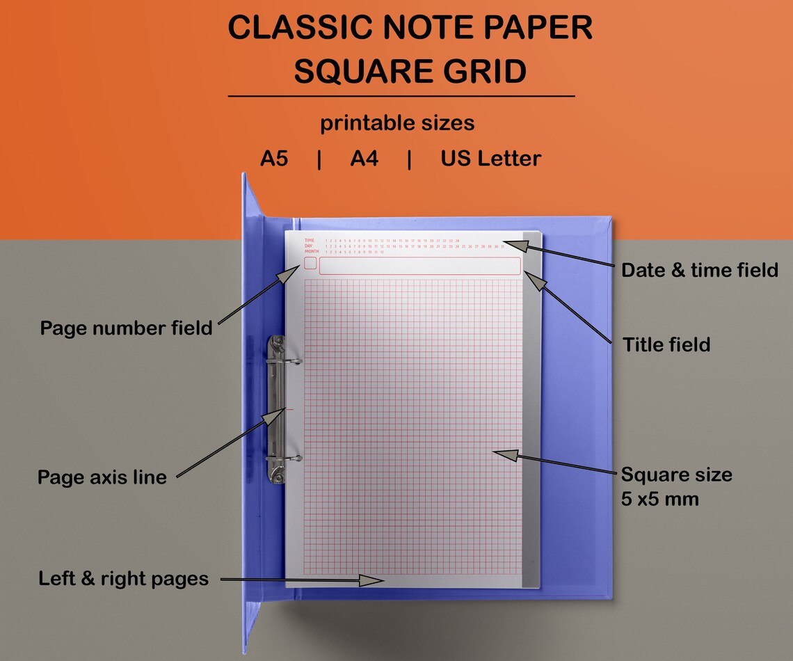 Square Grid Paper. Classical Notes. Binder Inserts. - Etsy