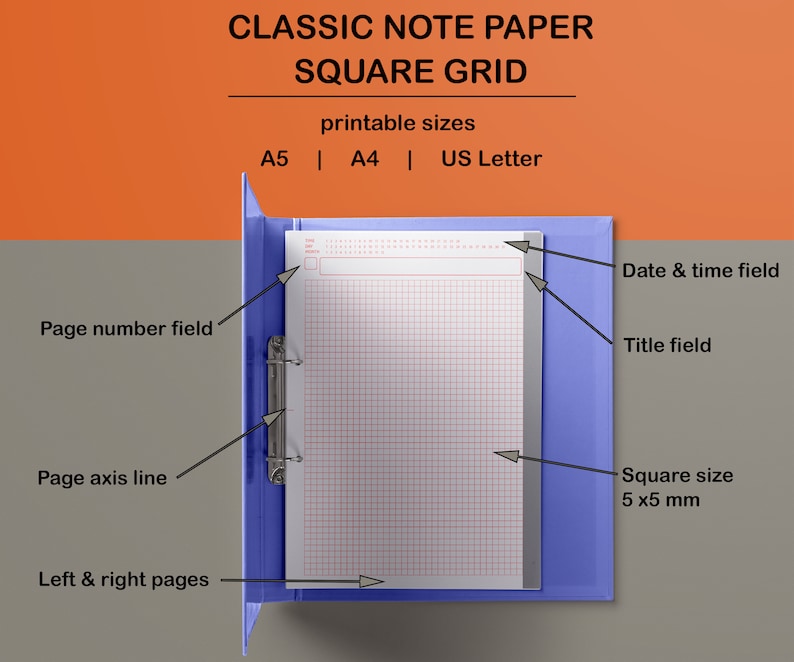 Square Grid Paper. Classical Notes. Binder Inserts. - Etsy