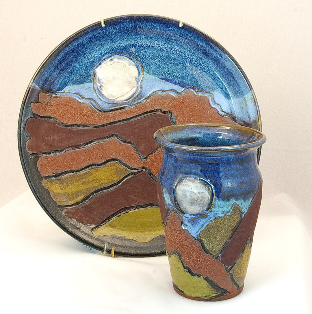 LANDSCAPE POTTERY - Plate and Vase Set - Etsy