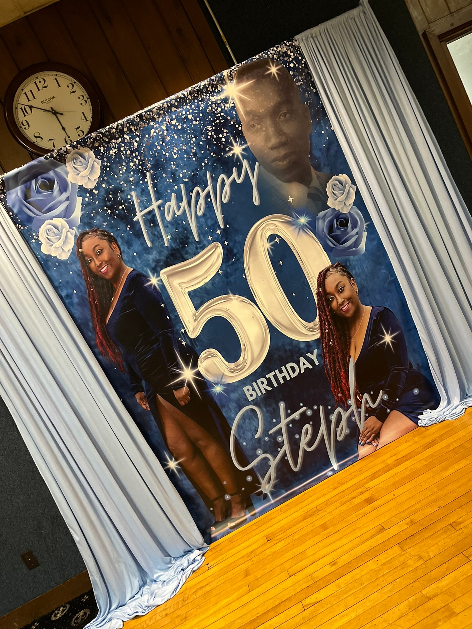 Shades of Blue 50th Birthday Backdrop - Etsy