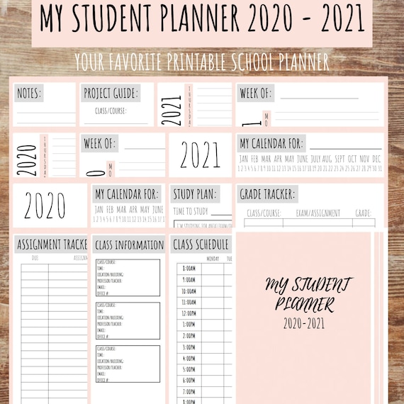 Printable MY STUDENT PLANNER 2020 2021 Student Planner | Etsy