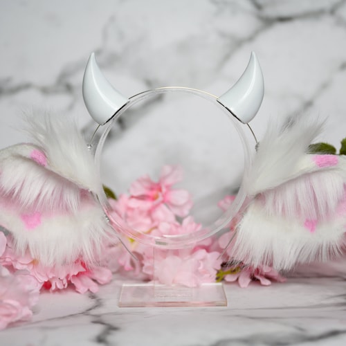 Devil Cow Ears Cow Ears and Horns Cow Petplay Set Animal Ear - Etsy