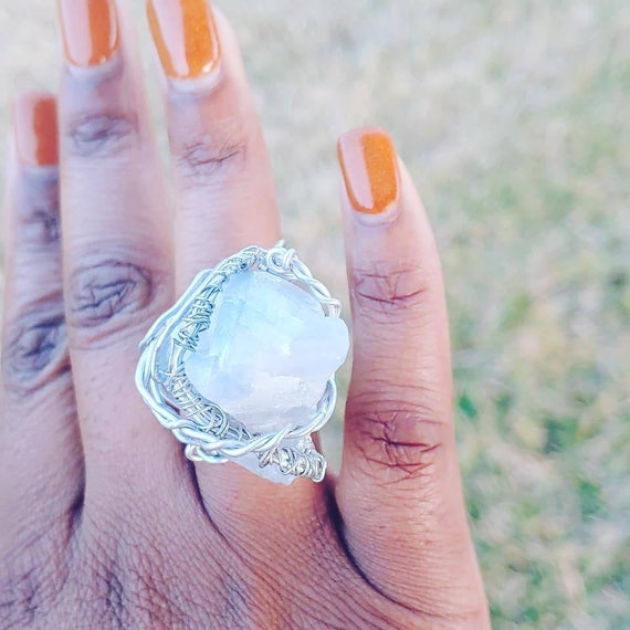 Blue Calcite Adjustable Ring | Etsy