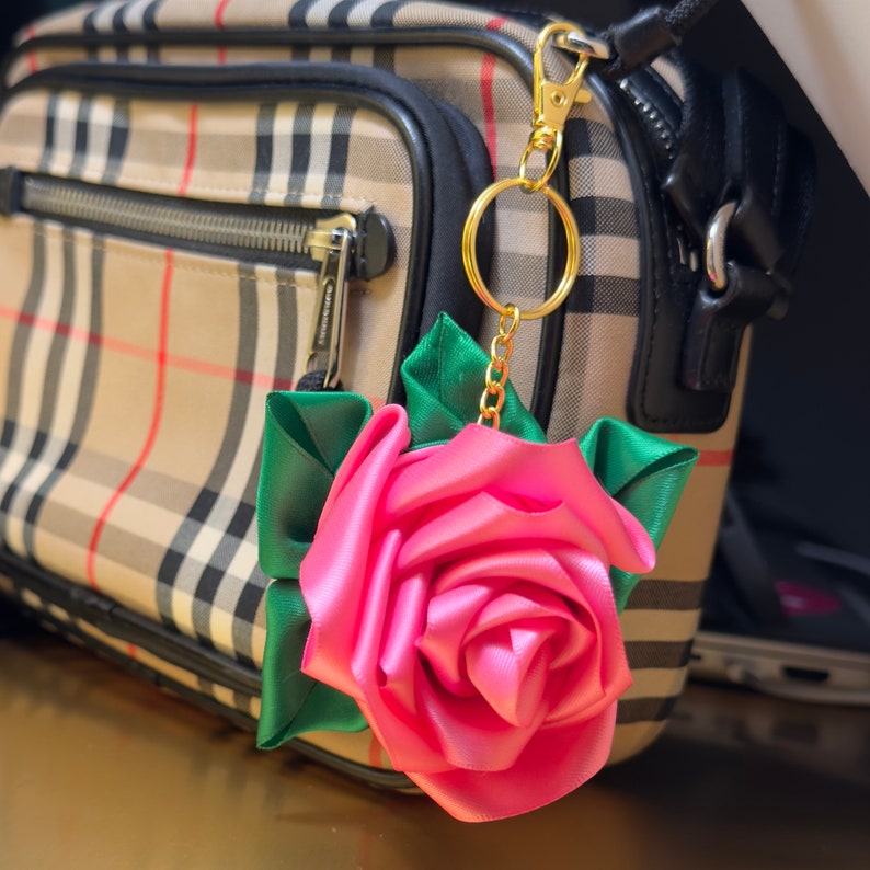 Satin Rose Keychain - Etsy