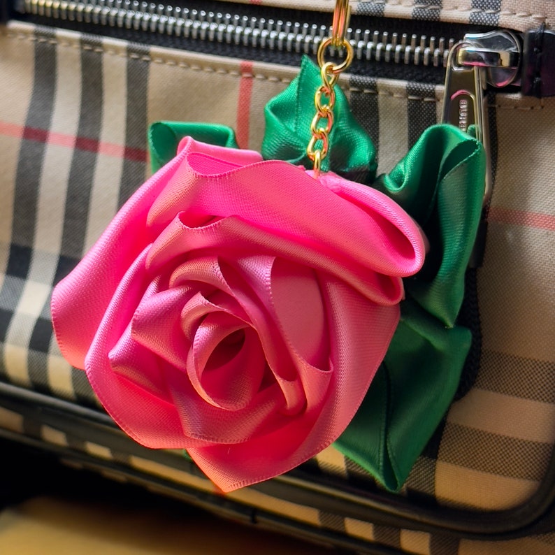 Satin Rose Keychain - Etsy