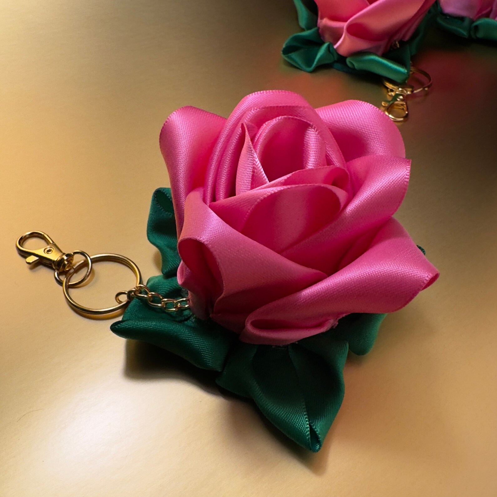 Satin Rose Keychain - Etsy