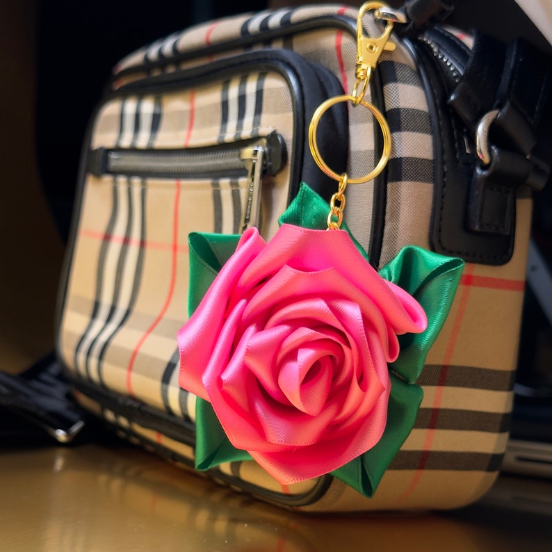 Satin Rose Keychain - Etsy