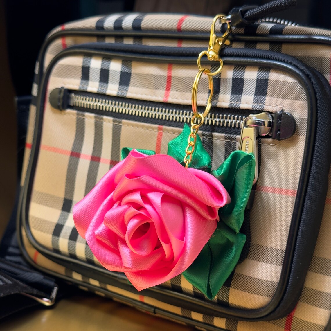 Satin Rose Keychain - Etsy