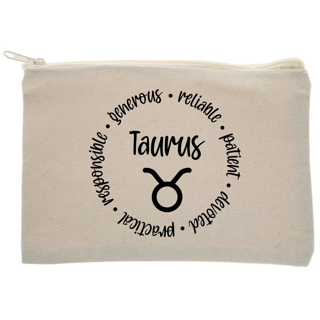 Taurus Zodiac Sign Canvas Pouch Astrology Personality | Etsy