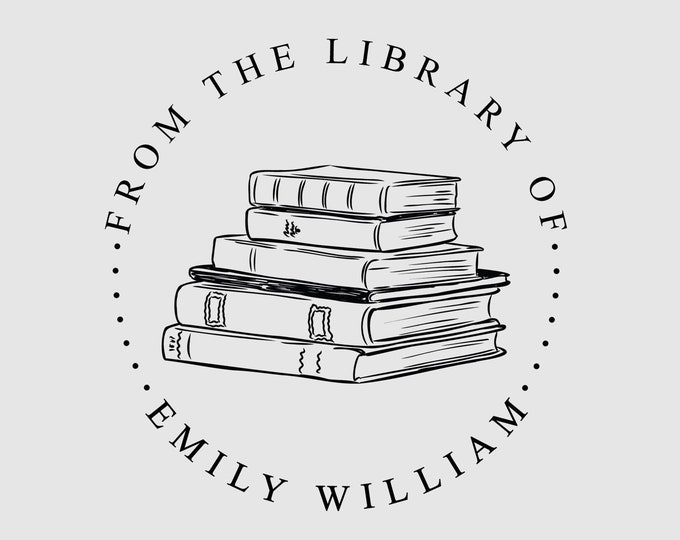 Custom Book Stamp Personalized | Book Stack Stamp | Gifts for Readers ...