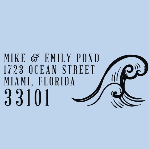 Address Stamp Self-inking Ocean Wave Beach House Custom - Etsy