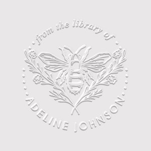 Bee Book Embosser Personalized | From the Library of | Rubber Stamp ...