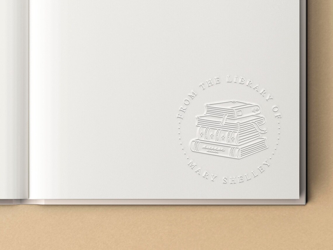 Stack of Books Stamp | From the Library of Book Embosser | Book Lover ...