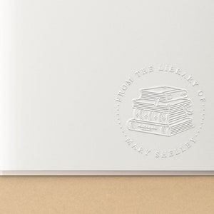 Book Pile Book Embosser | Personal Library Book Label | From the ...