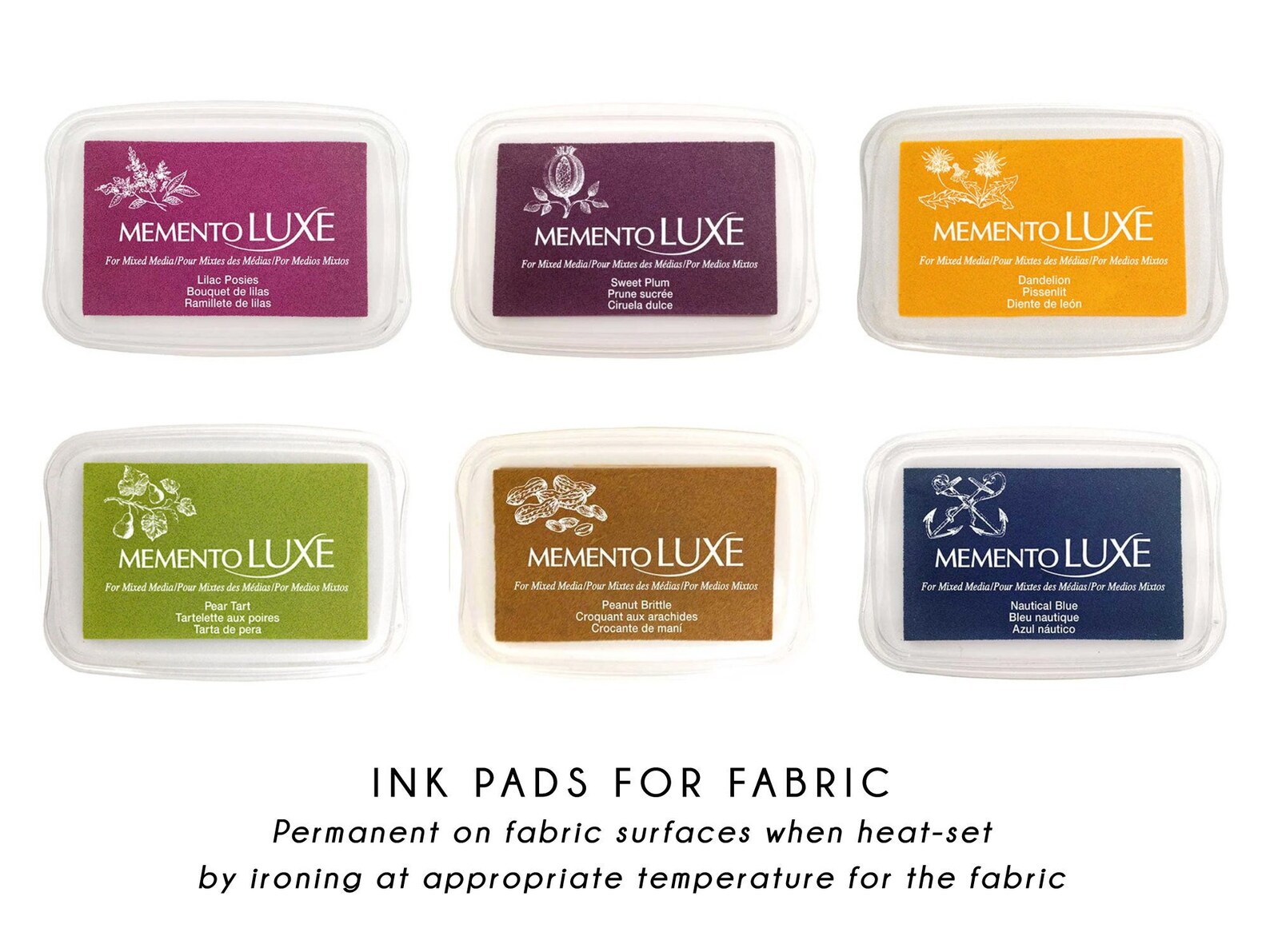 Fabric Ink Pad Permanent, Memento Luxe Ink Pads, Embossing Ink Pads, 12 ...