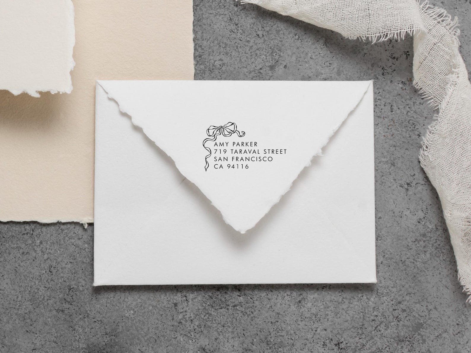 Personalized Bow Corner Return Address Stamp or Embosser for Envelopes ...