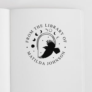 Raven Bird Book Embosser | Luna Library Book Embosser | Moon Book Stamp ...