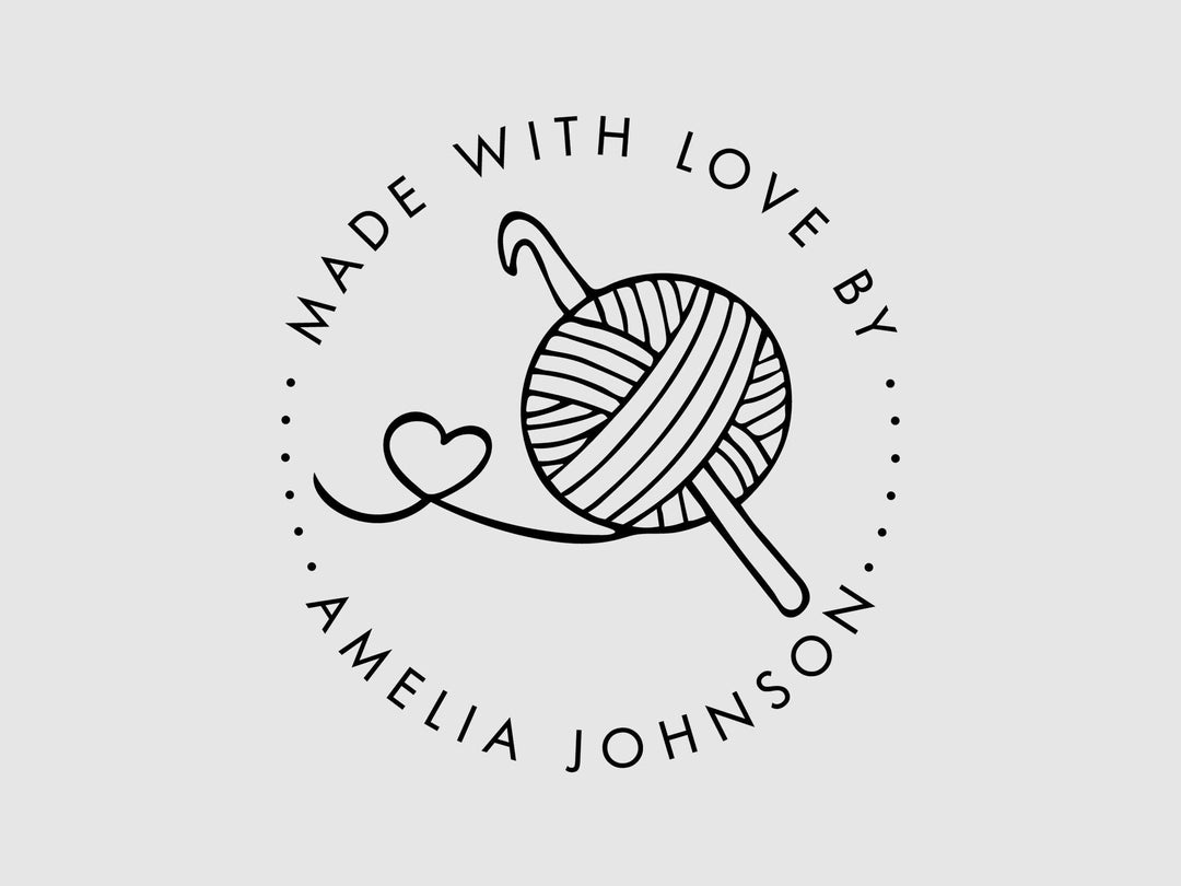 Crochet Hook Stamp | Yarn Logo | Made With Love by Stamp | Handmade by ...