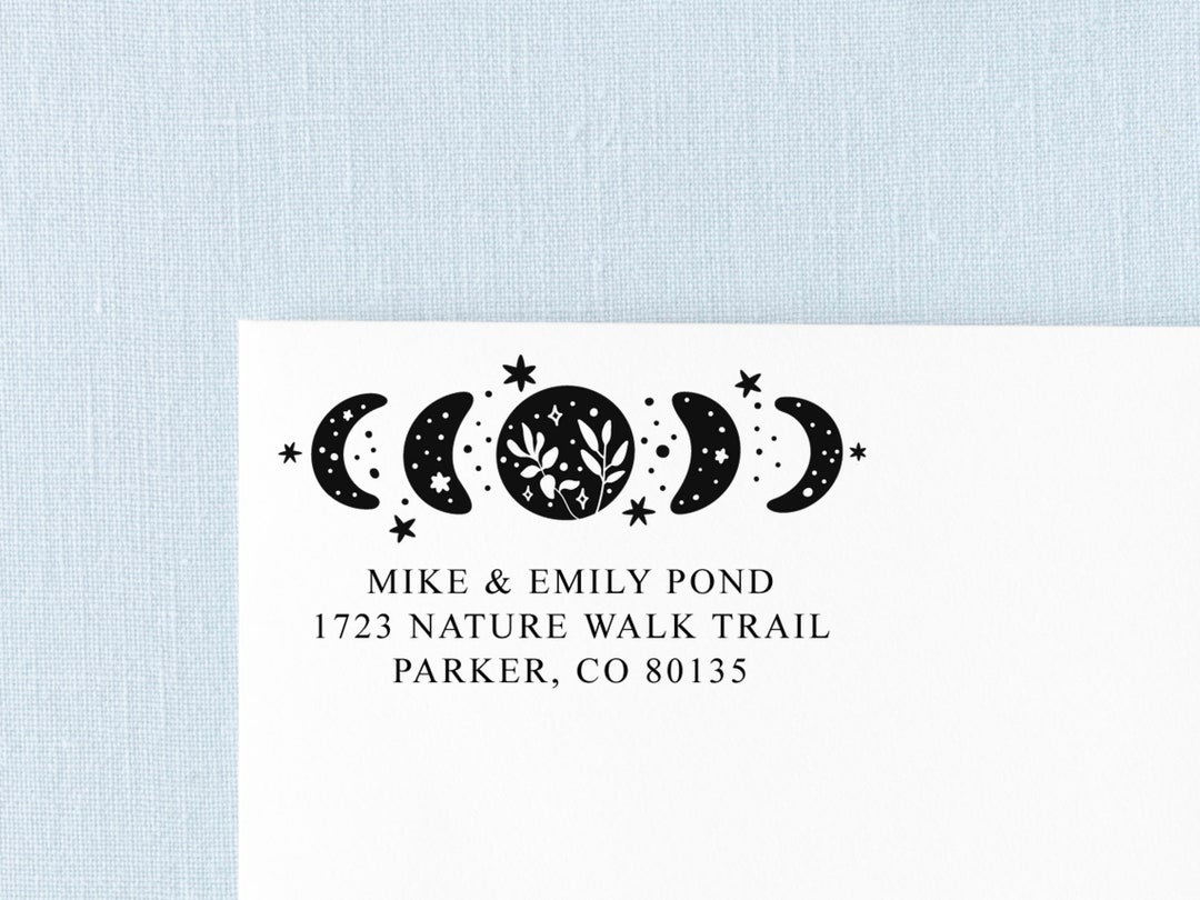Moon Address Stamp Return Address Stamp Family Return Address Stamp ...