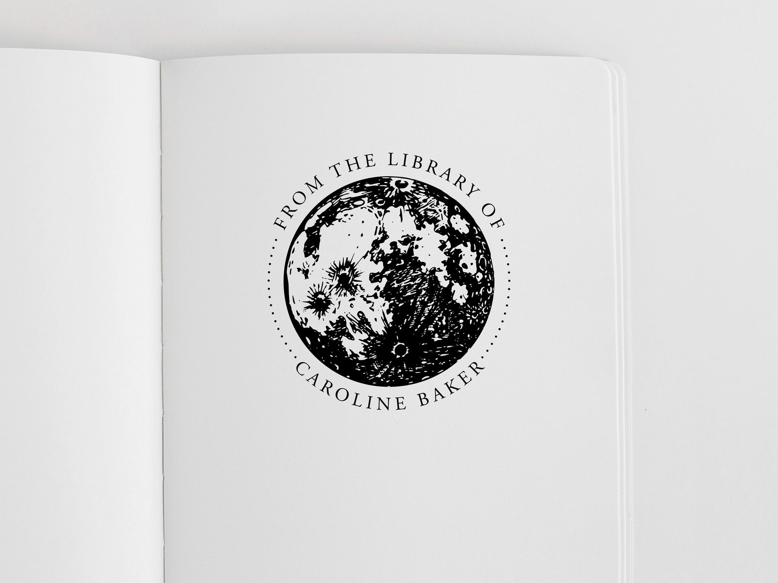 Full Moon Book Stamp | Library Stamp Personalized | Rubber Stamp or ...