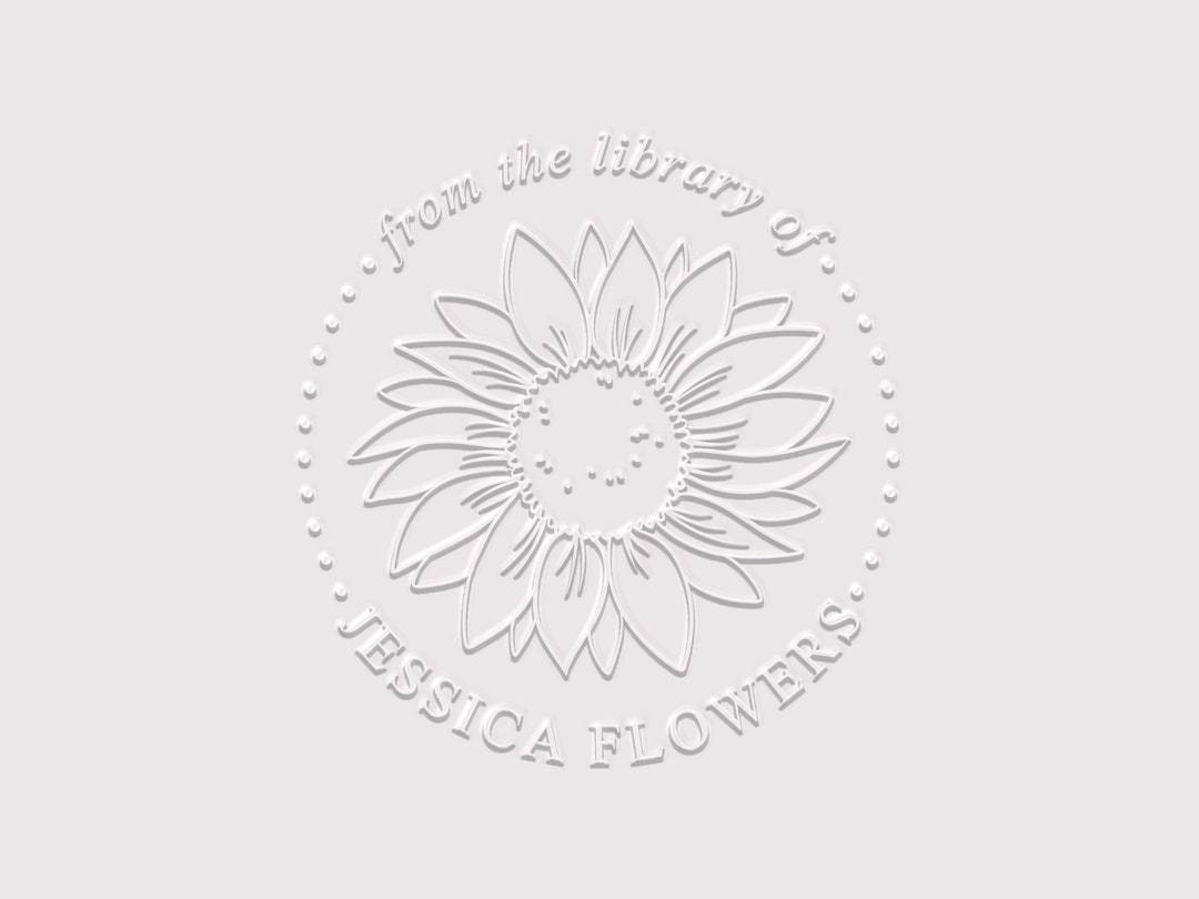Sunflower Book Embosser Personalized | Flower Book Stamp | Rubber Stamp ...