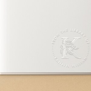 Monogram Book Stamp Personalized | Name Initial Bookplate Stamp ...