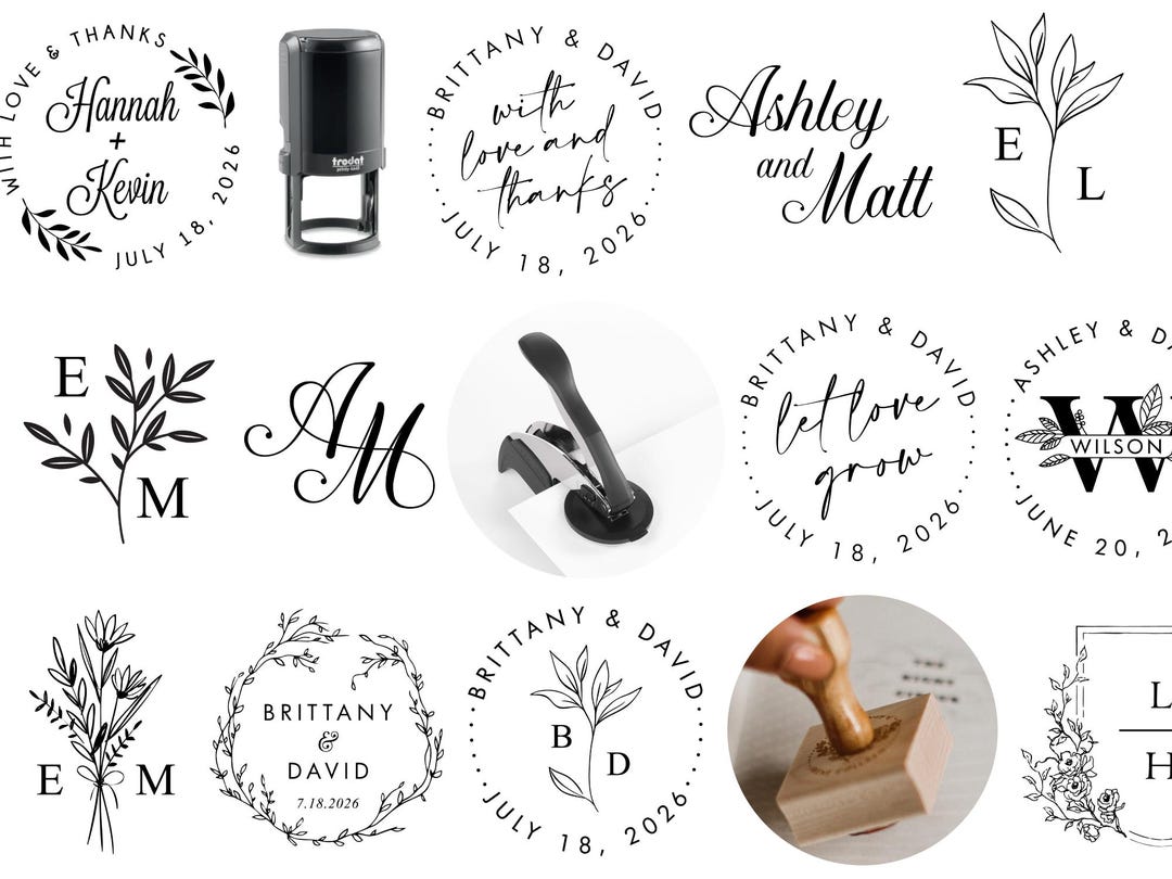 Custom Wedding Stamp Monogram, Personalized Wedding Favor Thank You ...