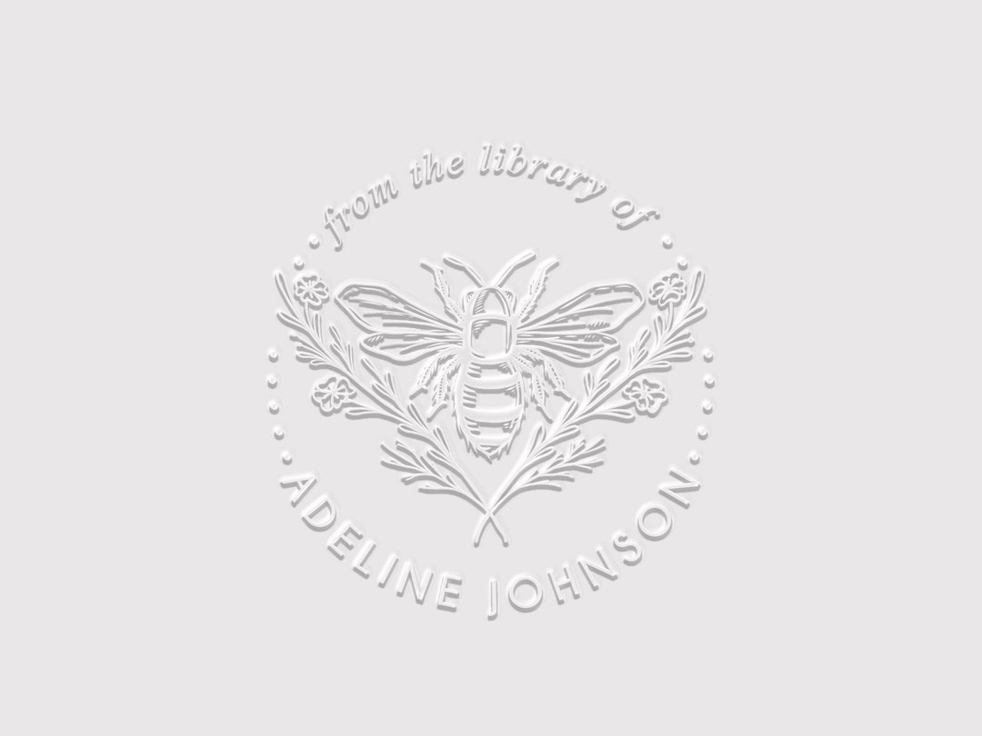 Bee Book Embosser Personalized | From the Library of | Rubber Stamp ...