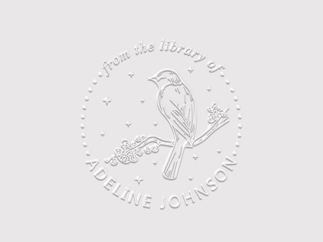 Bird Book Embosser Stamp | Library Embosser Personalized | Rubber Stamp ...